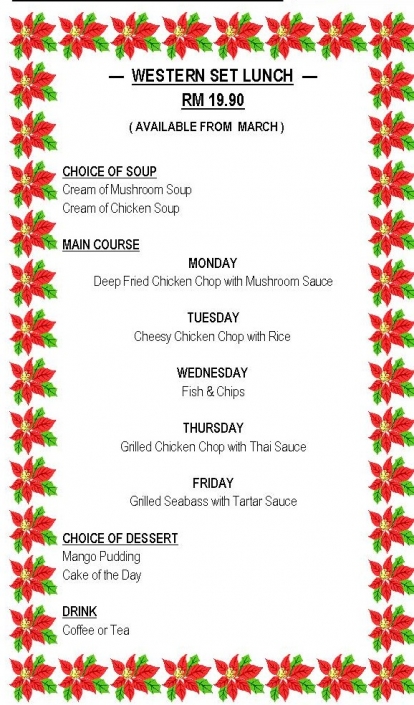 western set menu – Royal Klang Club